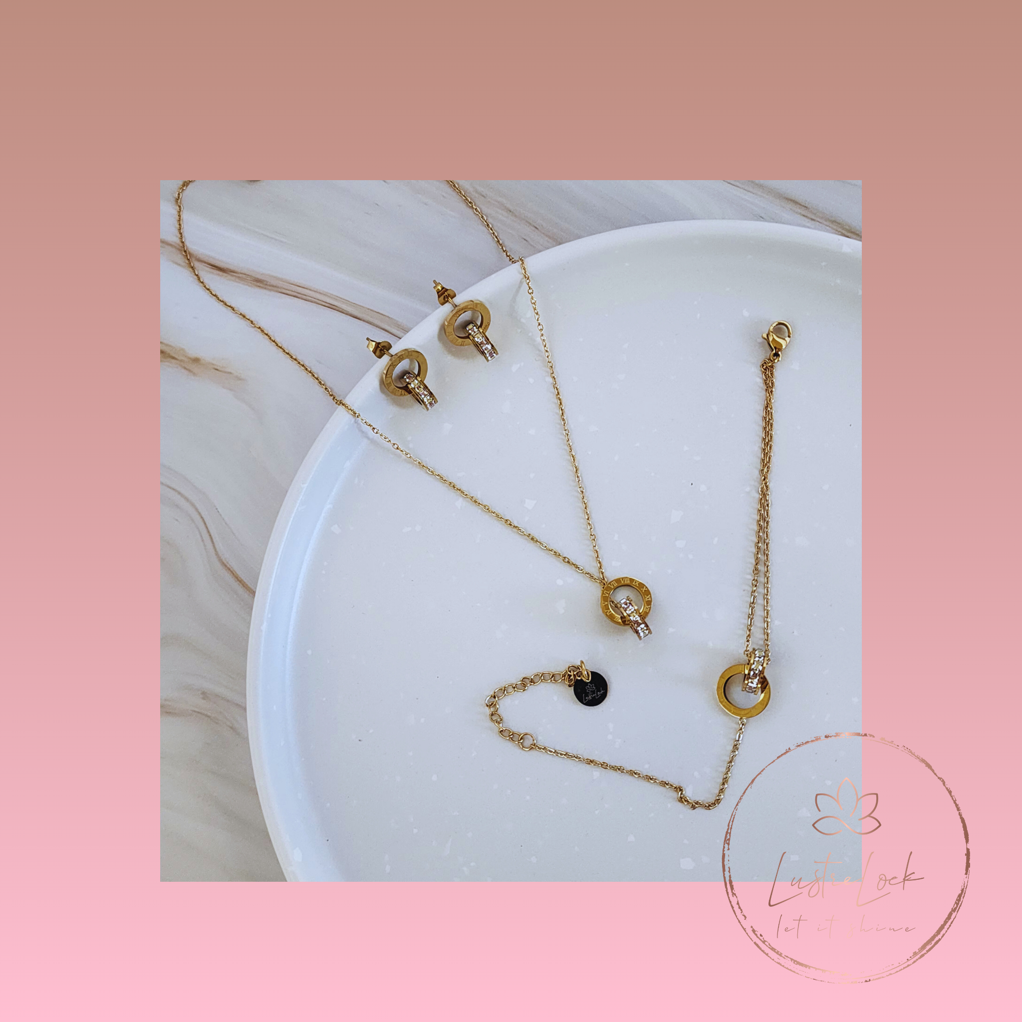 Eternal Connection Jewellery Set – Necklace, Earrings & Bracelet in 18K ...